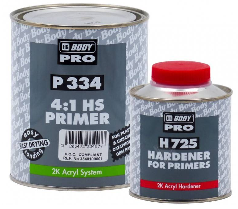 HB BODY PRO P334 GREY 4:1 HS HIGH BUILD FILLING PRIMER 1LT KIT VOC COM – Claytons Auto Store